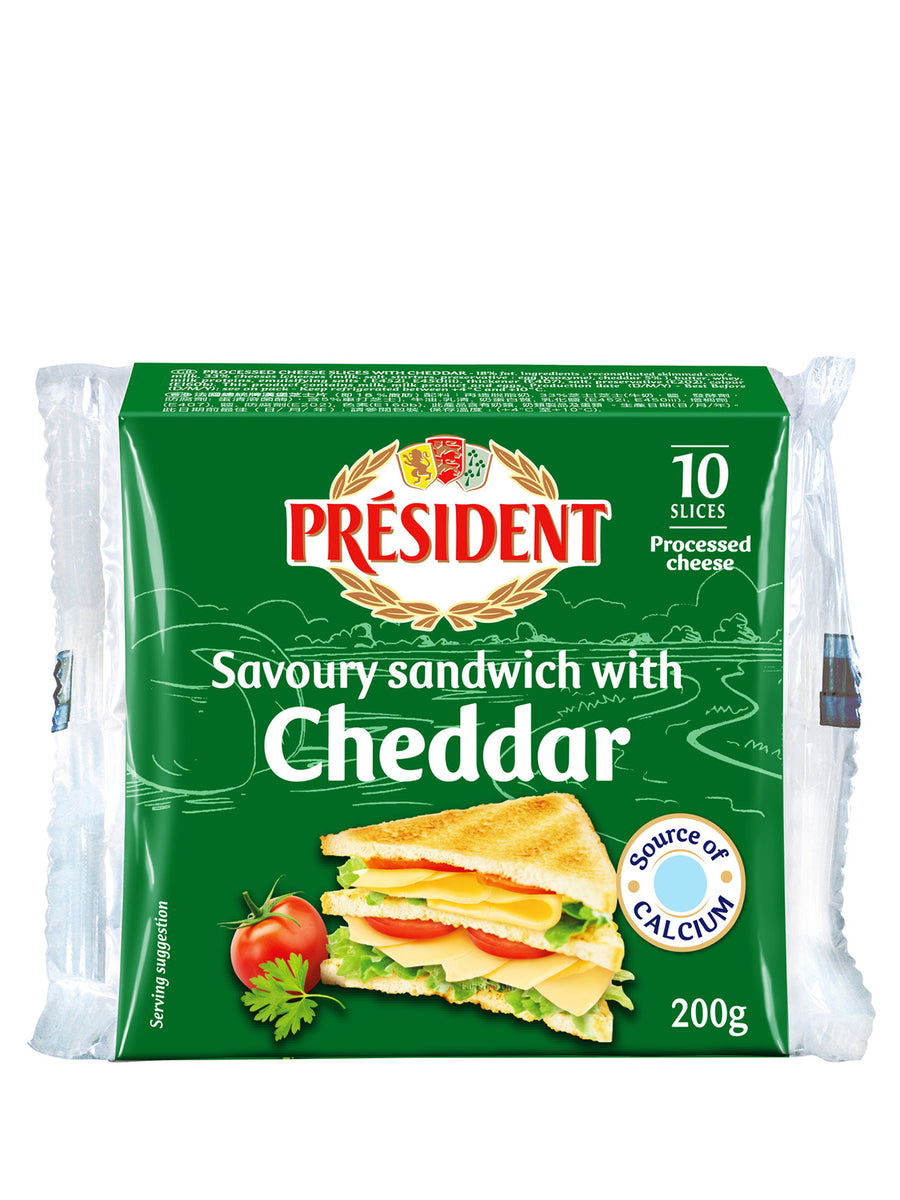 PRESIDENT CHEDDAR CHEESE SLICED 200GM – Village Grocer - M City