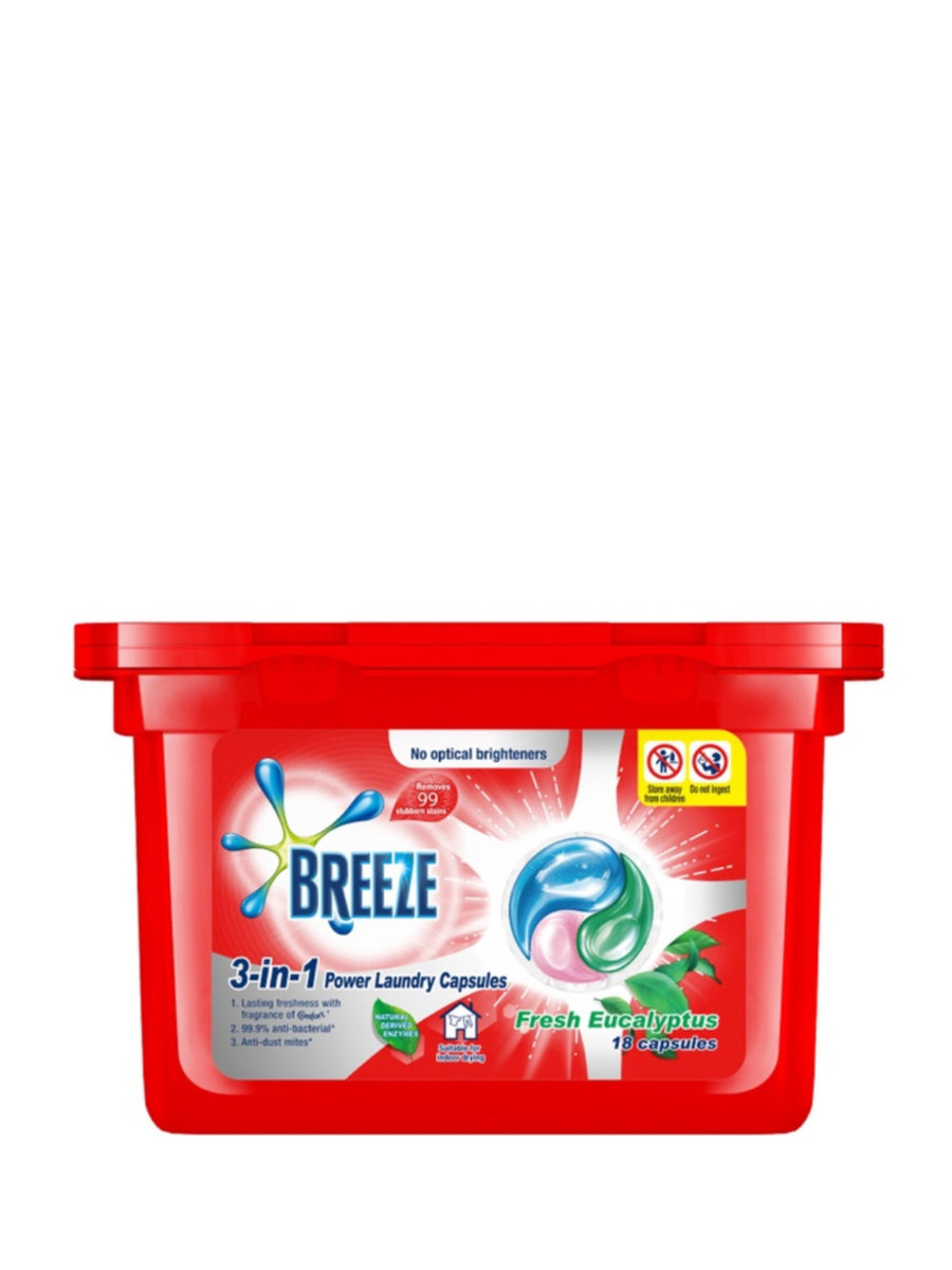 BREEZE 3IN1 LAUNDRY CAPSULE FRESH EUCALYPTUS 18S – Village Grocer - M City