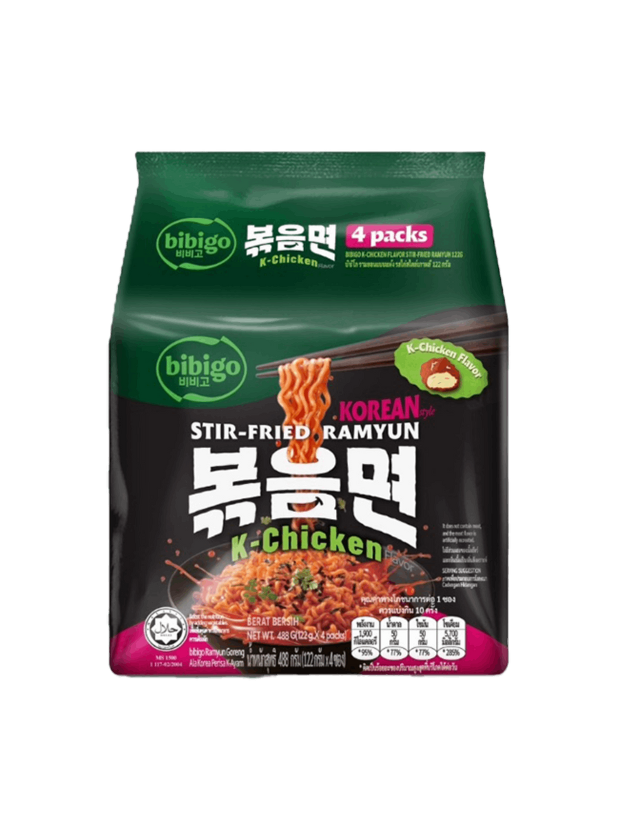 BIBIGO STIR-FRIED RAMYUN K-CHICKEN 4X122G – Village Grocer - M City